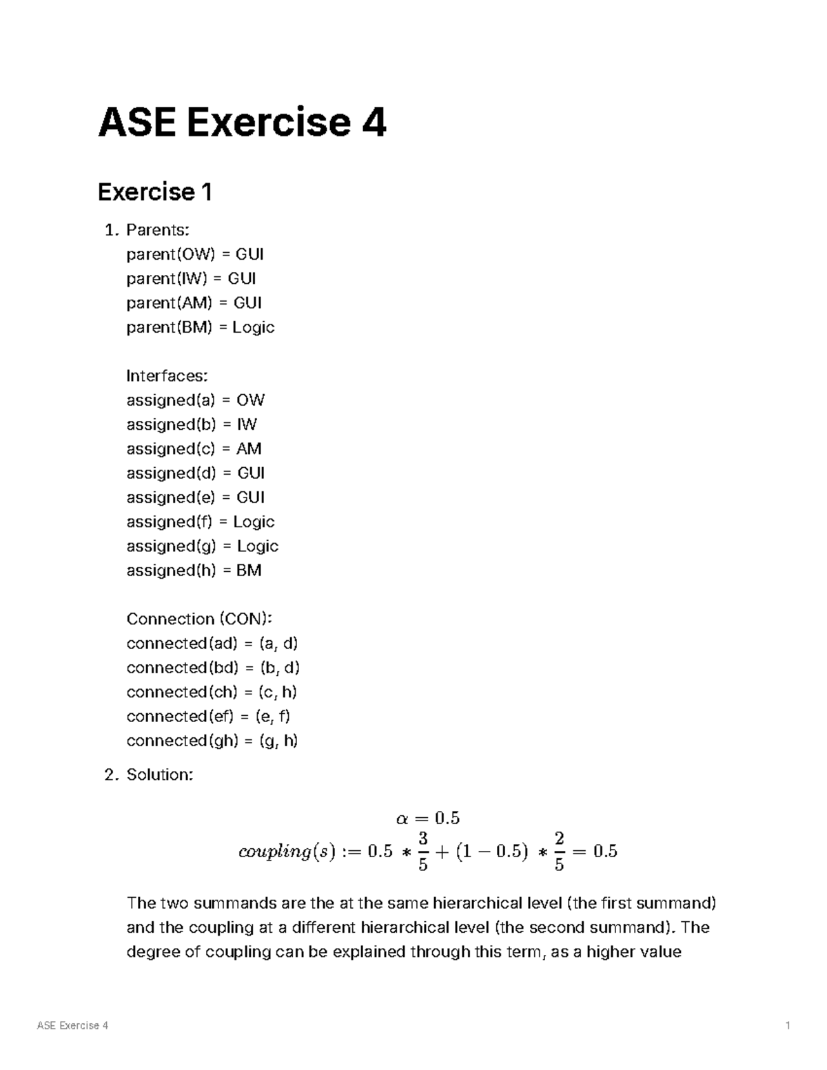 ASE Exercise 4 - Wintersemester Analysis and Solutions - Studocu