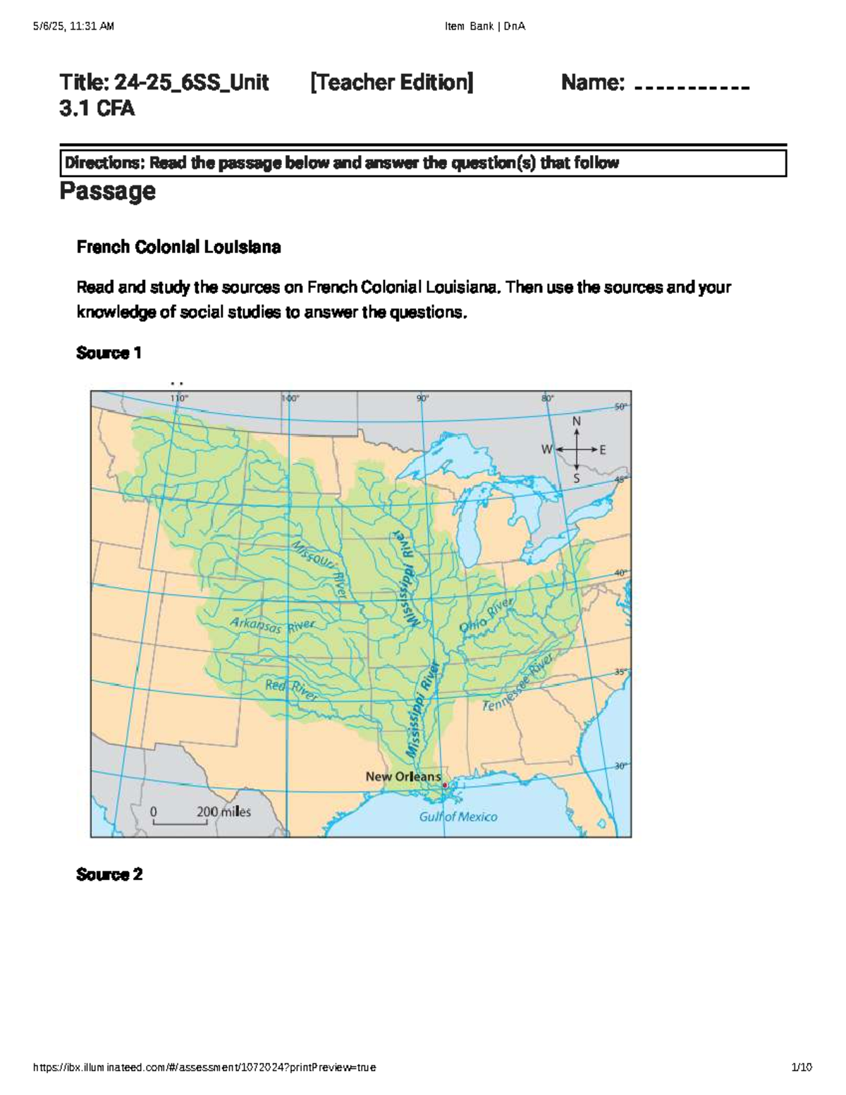 CFA 6SS Unit 3.1: Assessment on French Colonial Louisiana - Studocu