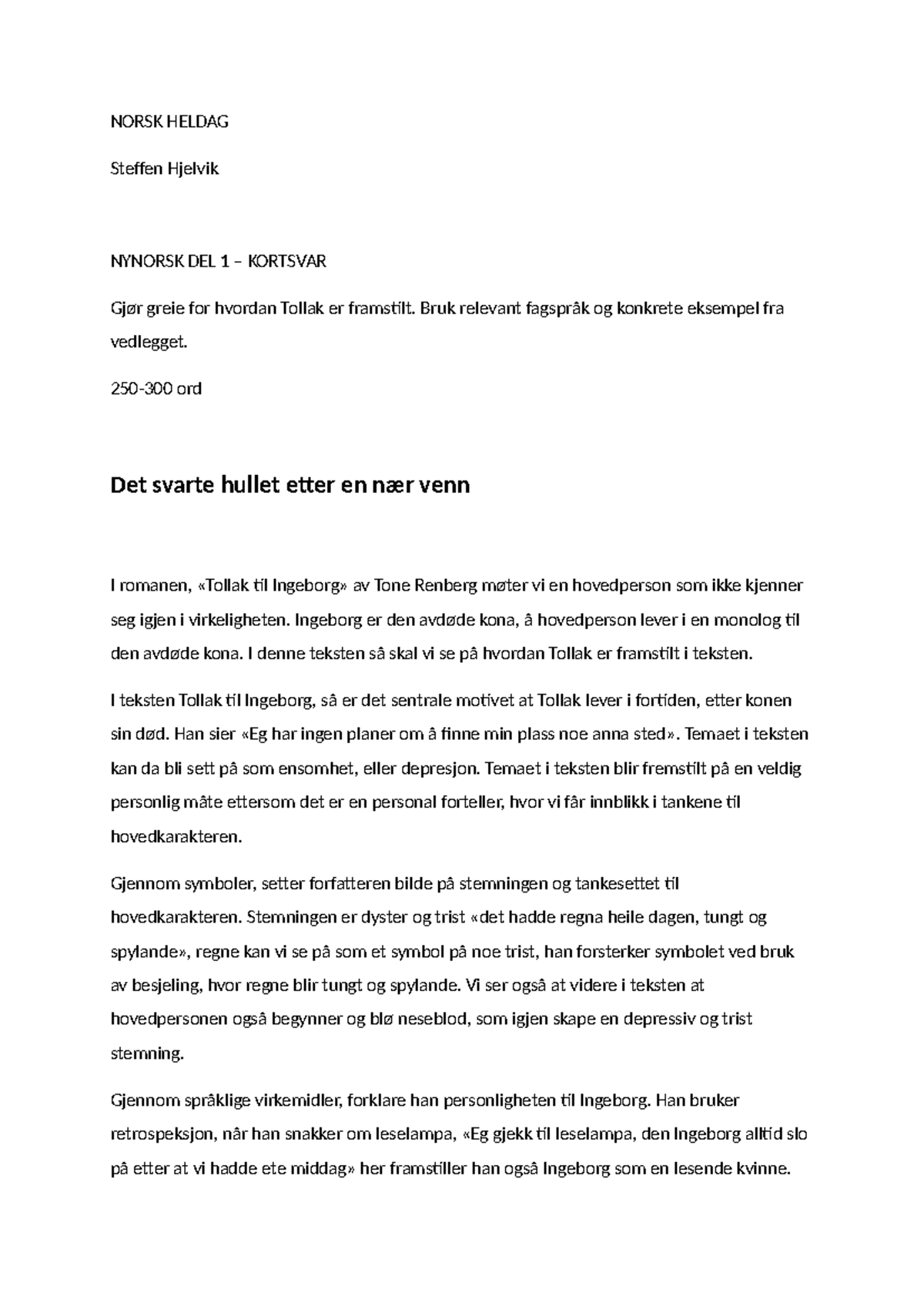 NORSK HELDAG Vg3: Analyse av Tollak og Rolex Reklame - Studocu