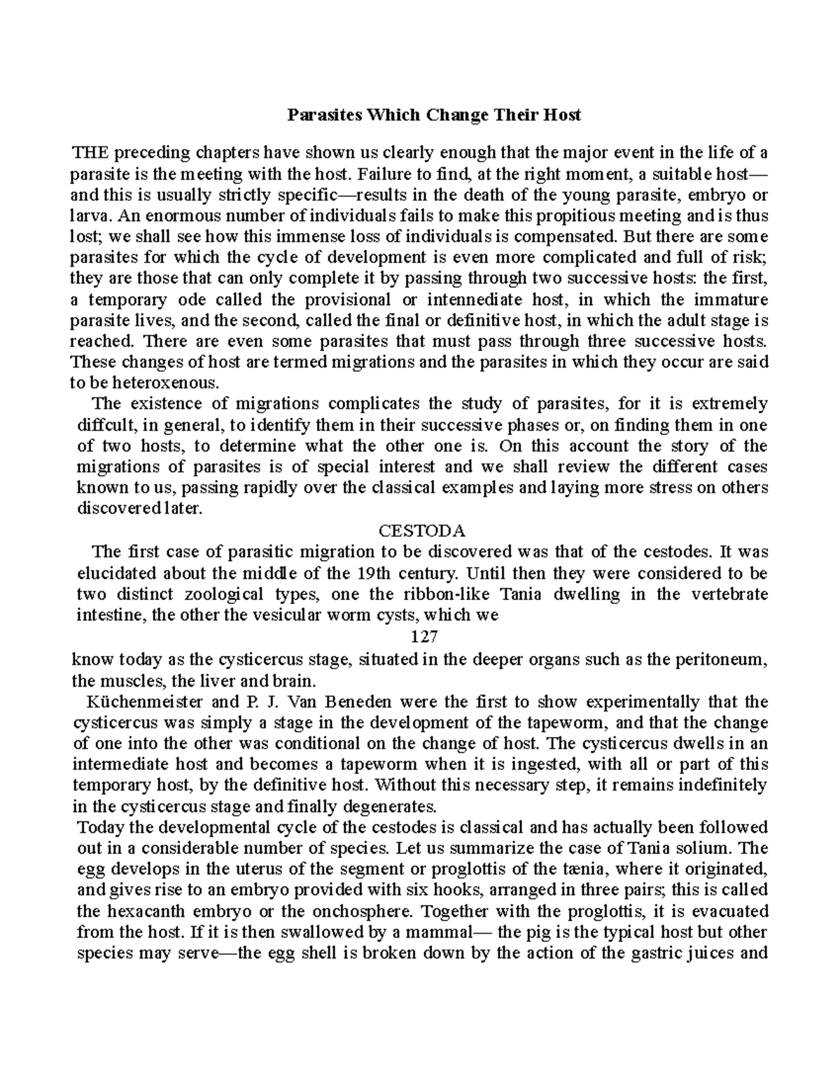 Parasite Host Migration: Case Studies on Cestodes and Cestodaria - Studocu