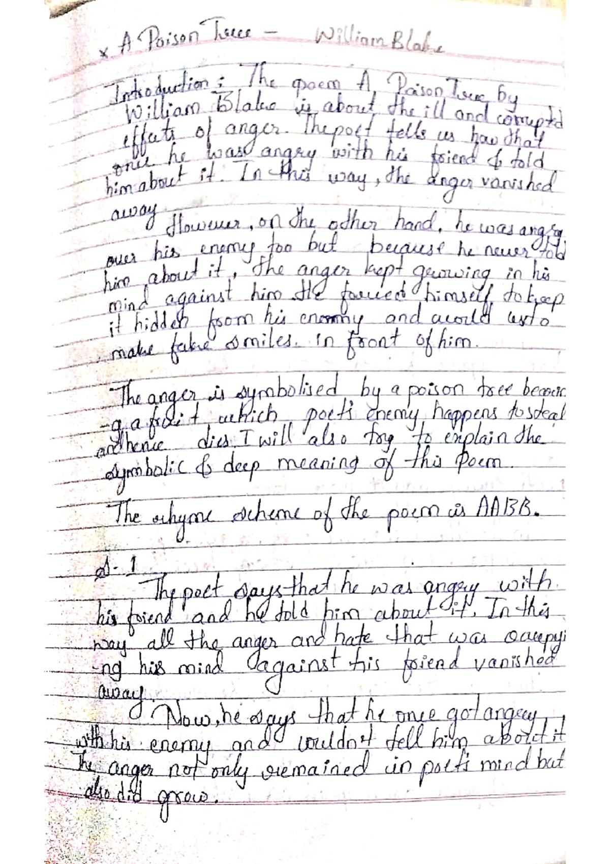 Analysis of "A Poison Tree" and "On His Blindness" - English Lit 101 ...