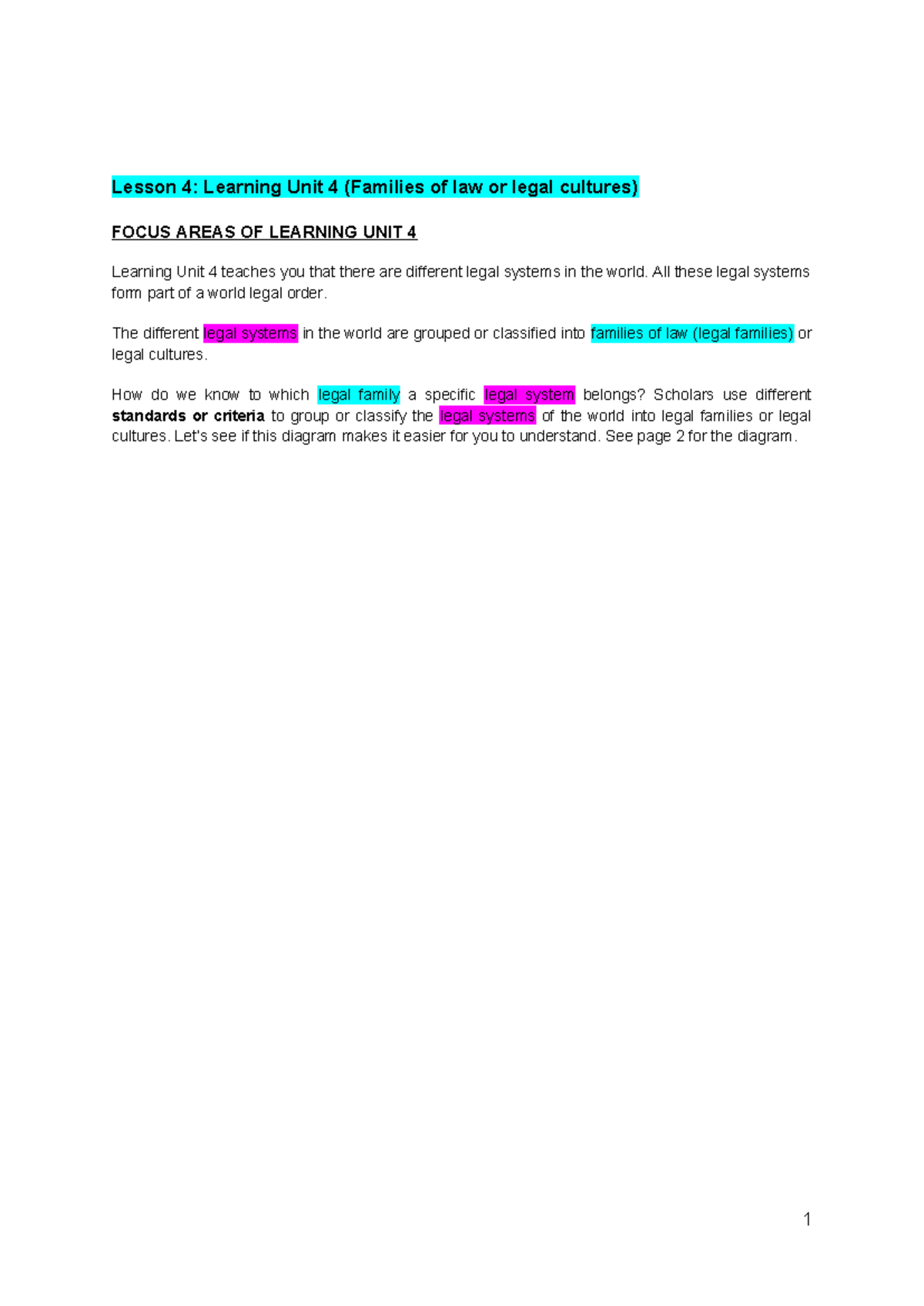 Legal Families and Cultures: Learning Unit 4 Overview (TM77) - Lesson 4 ...