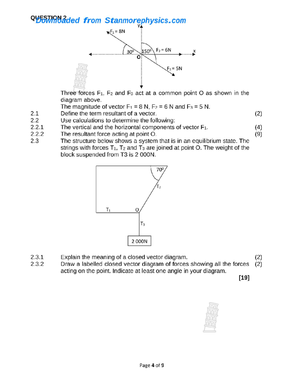 Physics 5: Vectors, Scalars, and Newton's Laws - Exam Questions - Studocu
