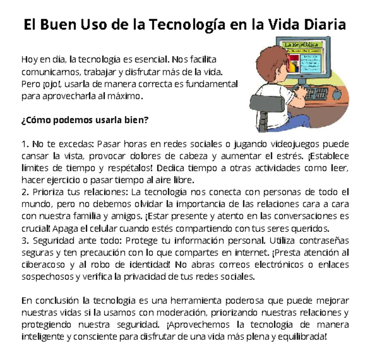 El Buen Uso de la Tecnología en la Vida Diaria - 20250812 - Studocu