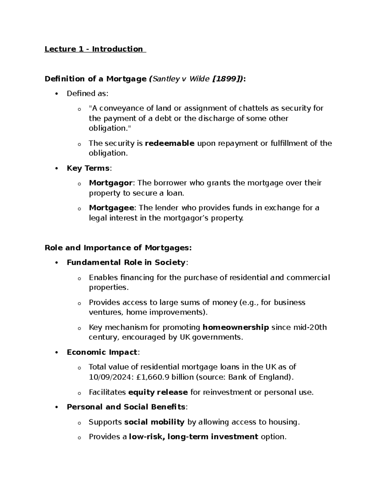 Lecture 1: Introduction to Mortgages - Key Definitions and Concepts ...