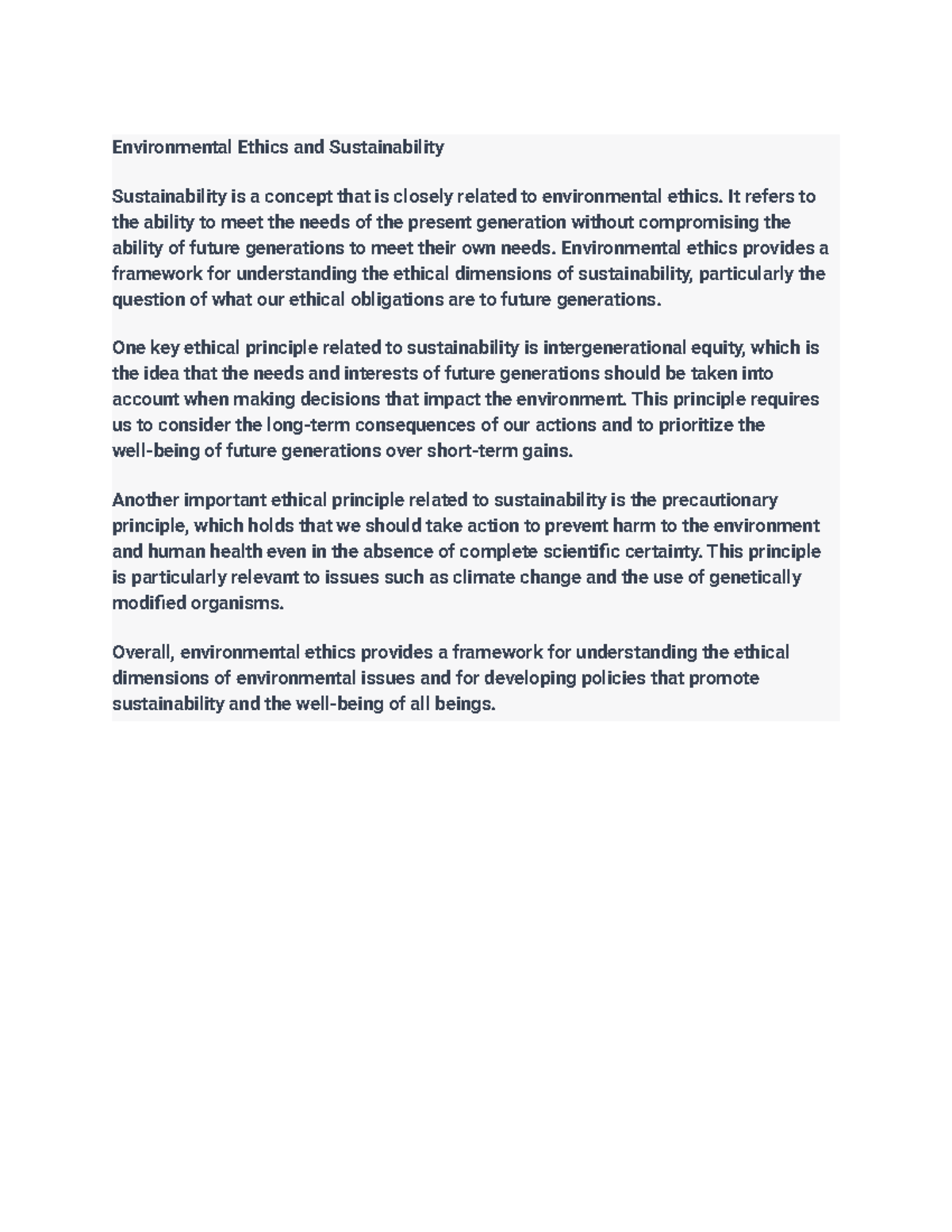 Environmental Ethics & Sustainability: Key Principles Explained - Studocu