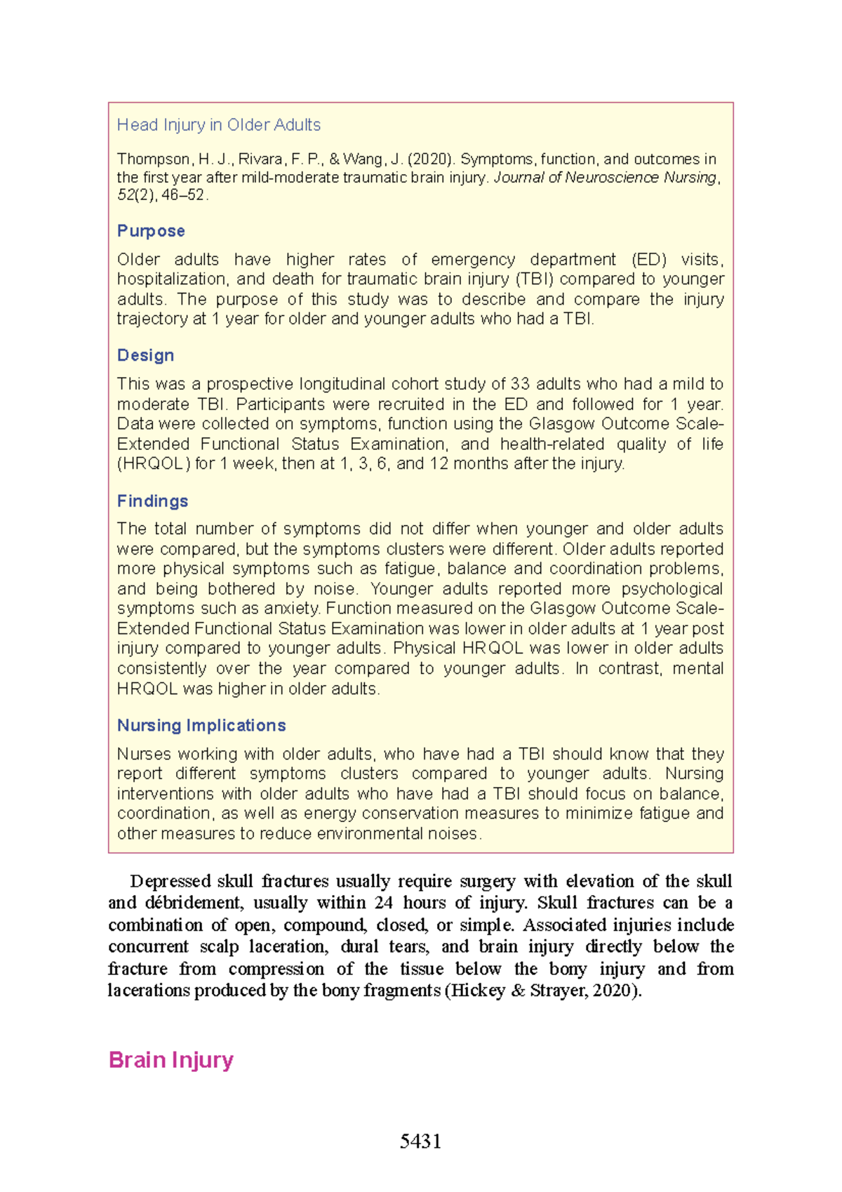 "Brain Injury in Older Adults: TBI Outcomes and Nursing Implications ...