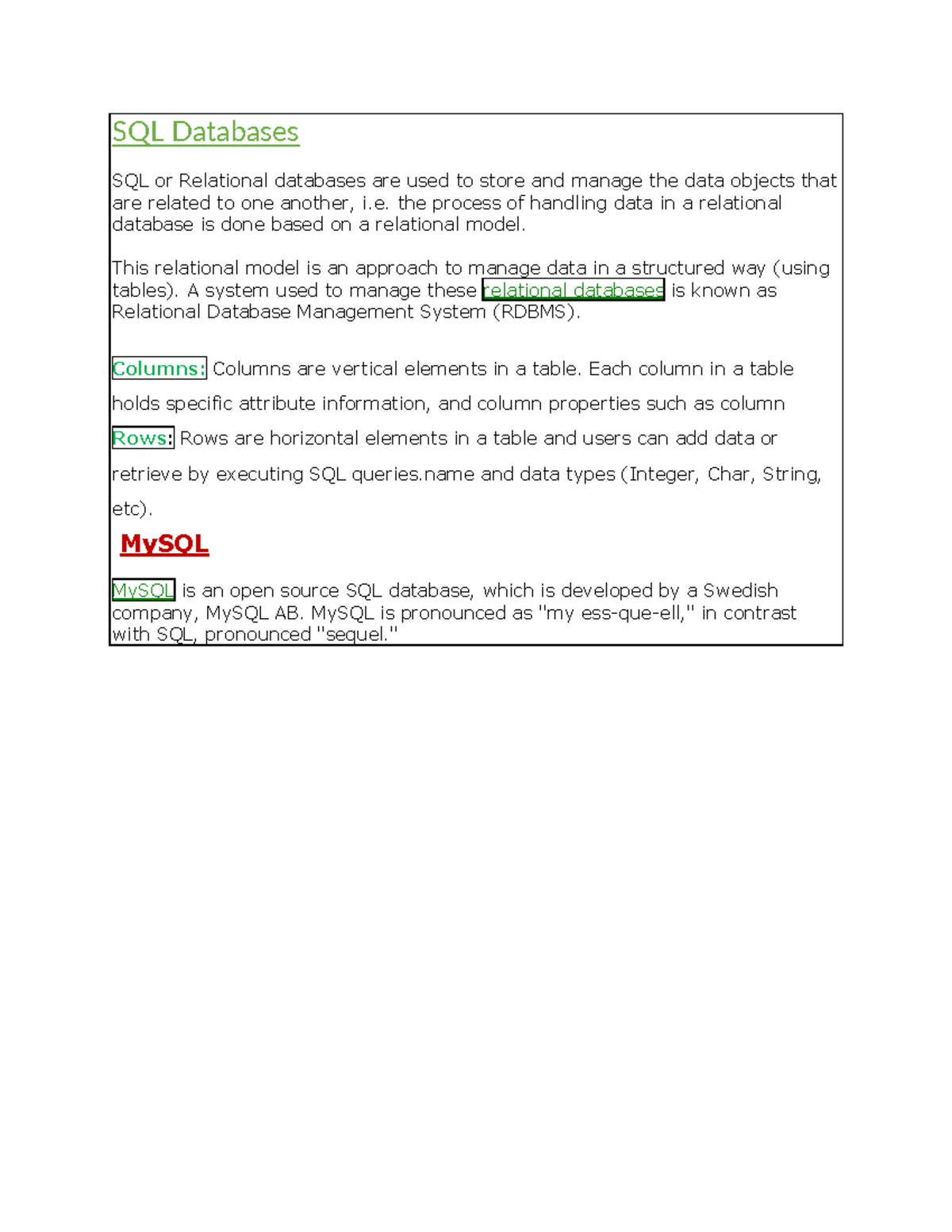 SQL Database 1 - Practice Material on Relational Databases - Studocu