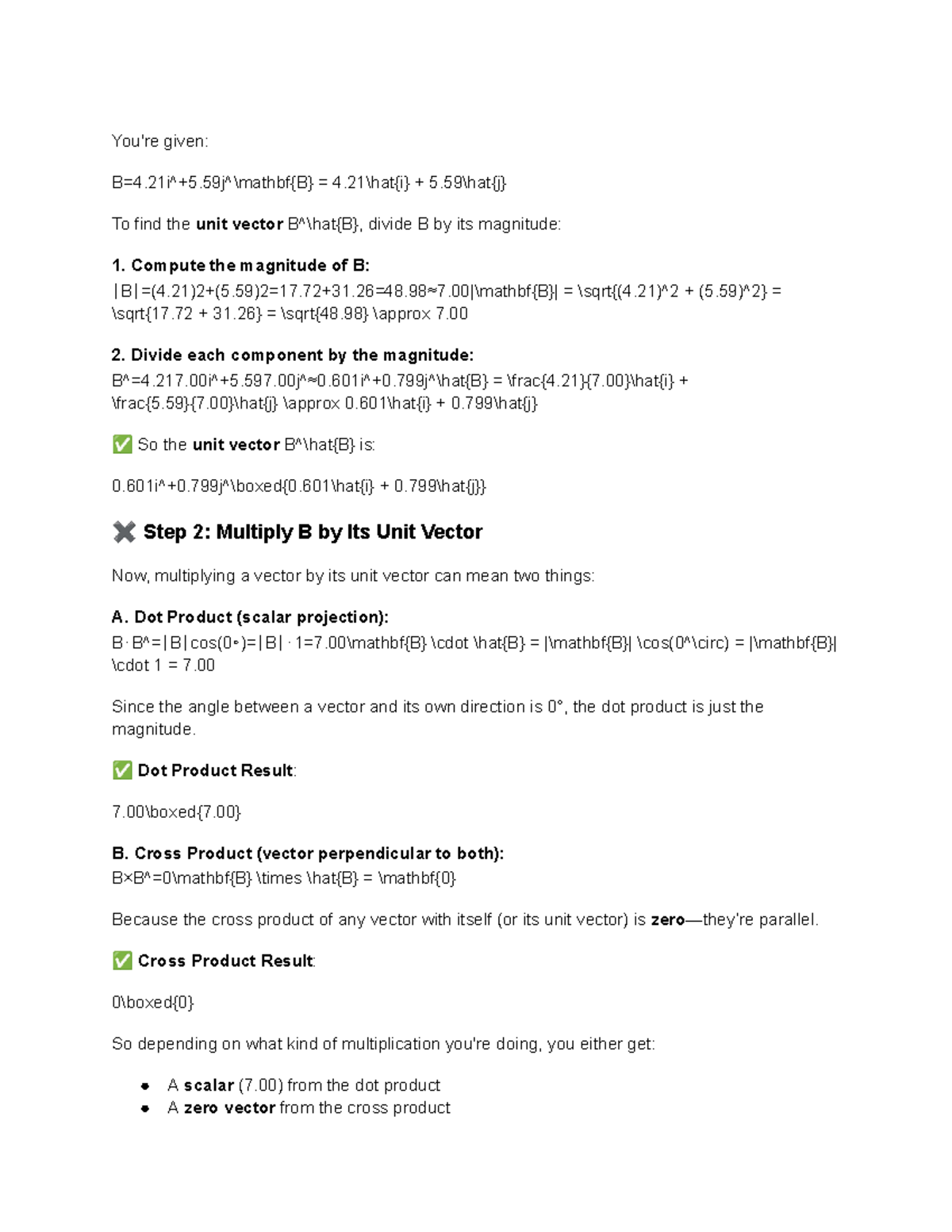 How to Find and Multiply by a Unit Vector in Vector Analysis - Studocu