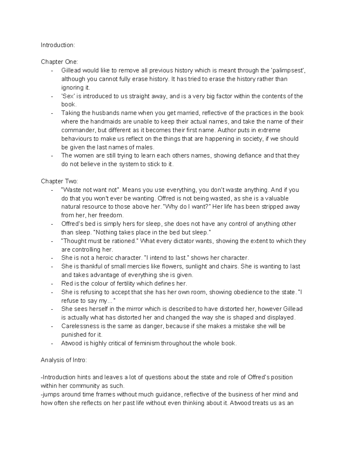 Handmaids-tale-notes - Introduction: Chapter One: - Gillead would like ...