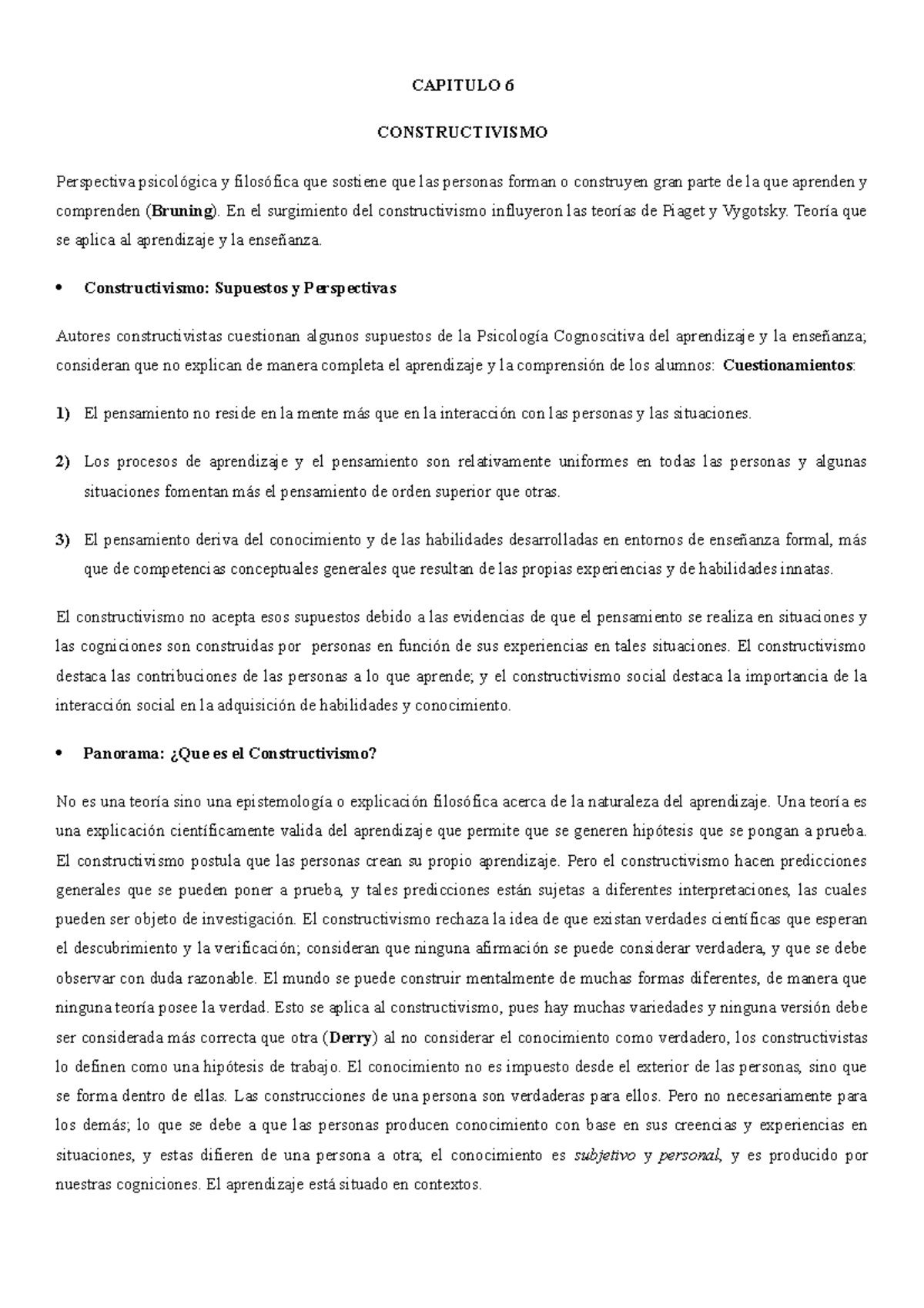 Capitulo 6- Constructivismo - CAPITULO 6 CONSTRUCTIVISMO Perspectiva psicológica y filosófica ...