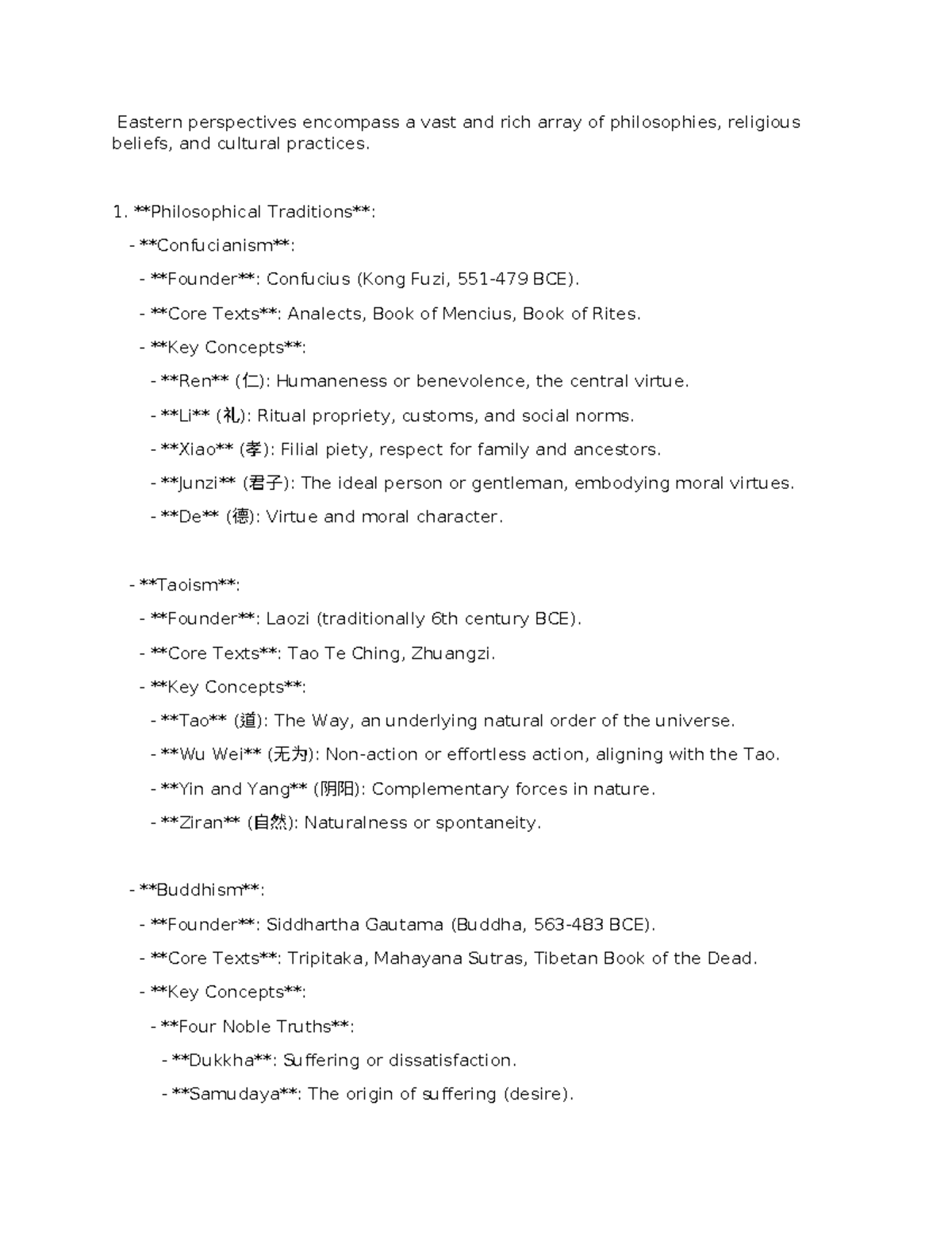 Eastern Philosophies Overview: Key Concepts and Practices - Studocu