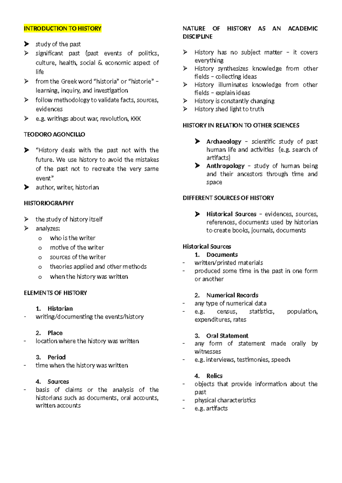 History notes - INTRODUCTION TO HISTORY study of the past significant ...