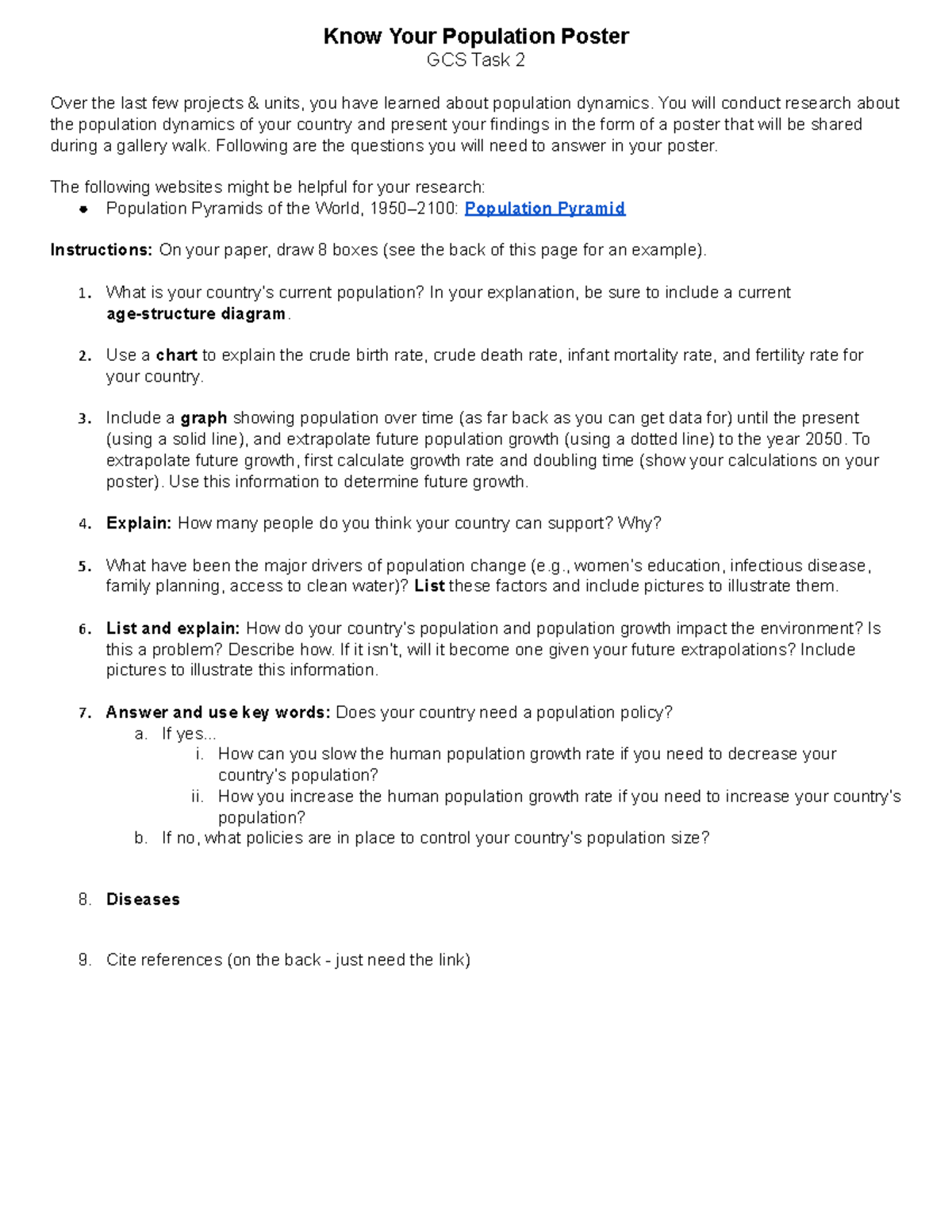 Country Population Dynamics Poster GCS Task 2 Guide - Studocu