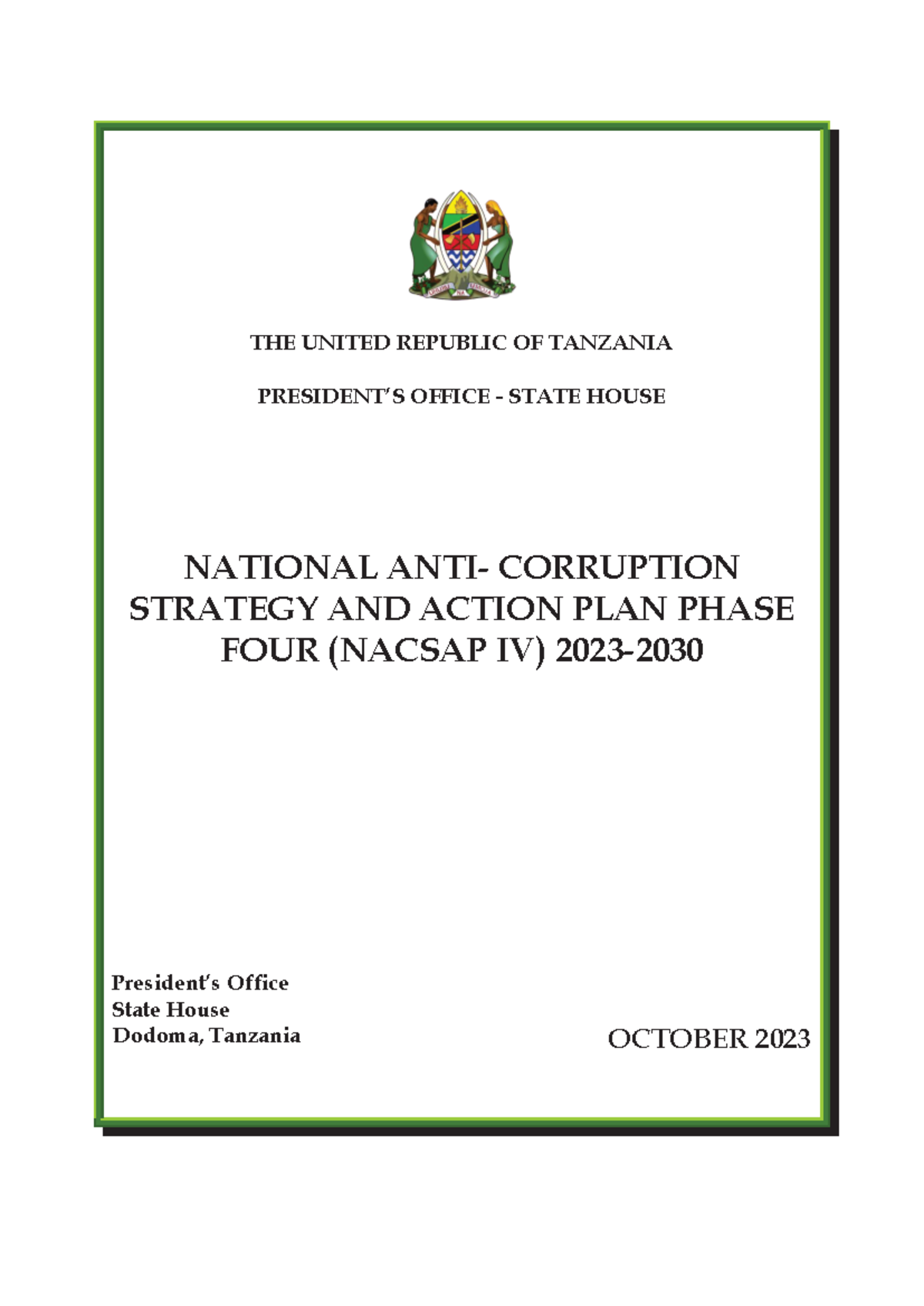 NACSAP IV (2023-2030): National Anti-Corruption Strategy Overview - Studocu