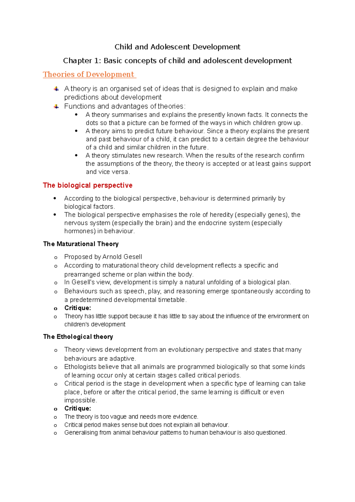 Child and Adolescent Development (PSY 101) Chapter 1 Test Notes - Studocu