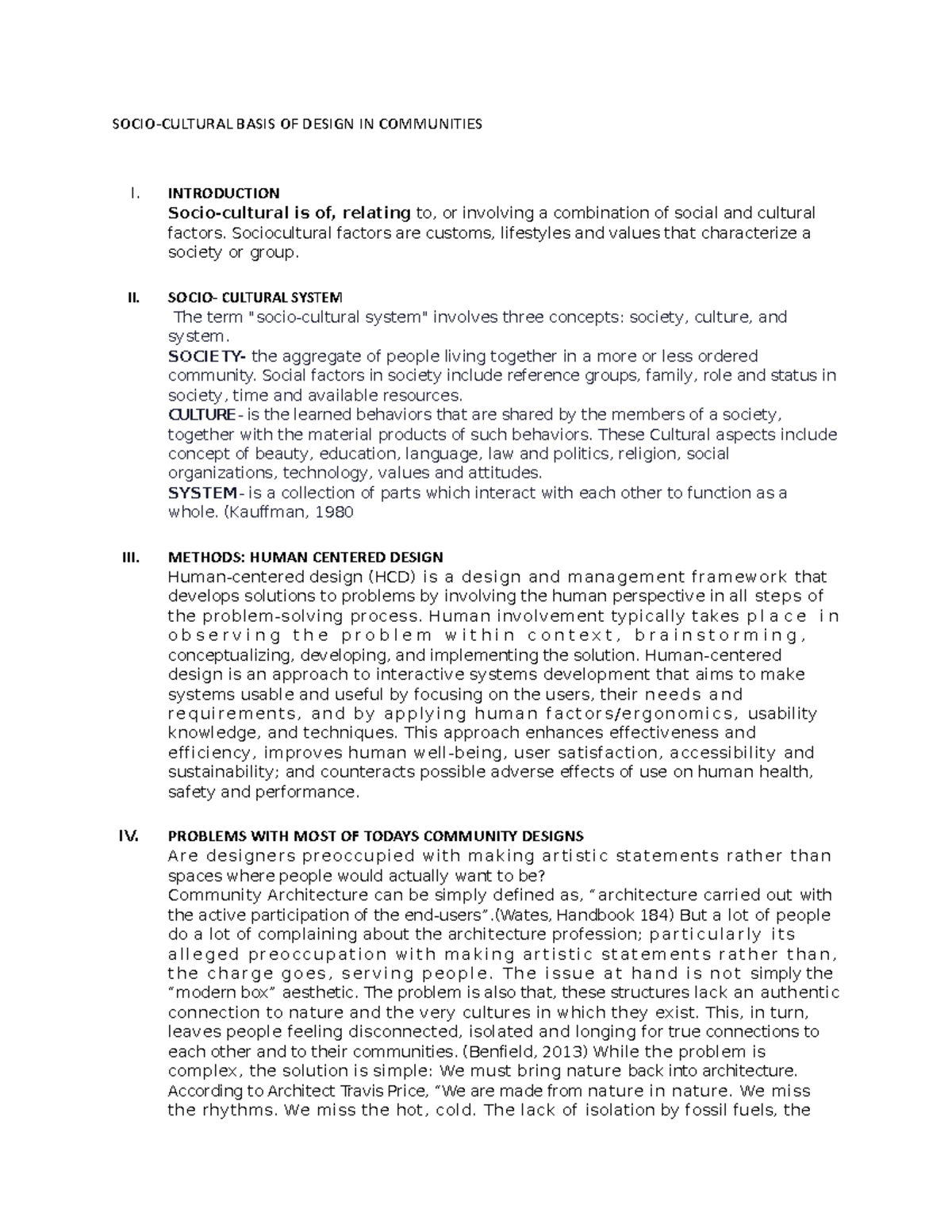 Socio-Cultural Foundations in Community Design: An Overview - Studocu