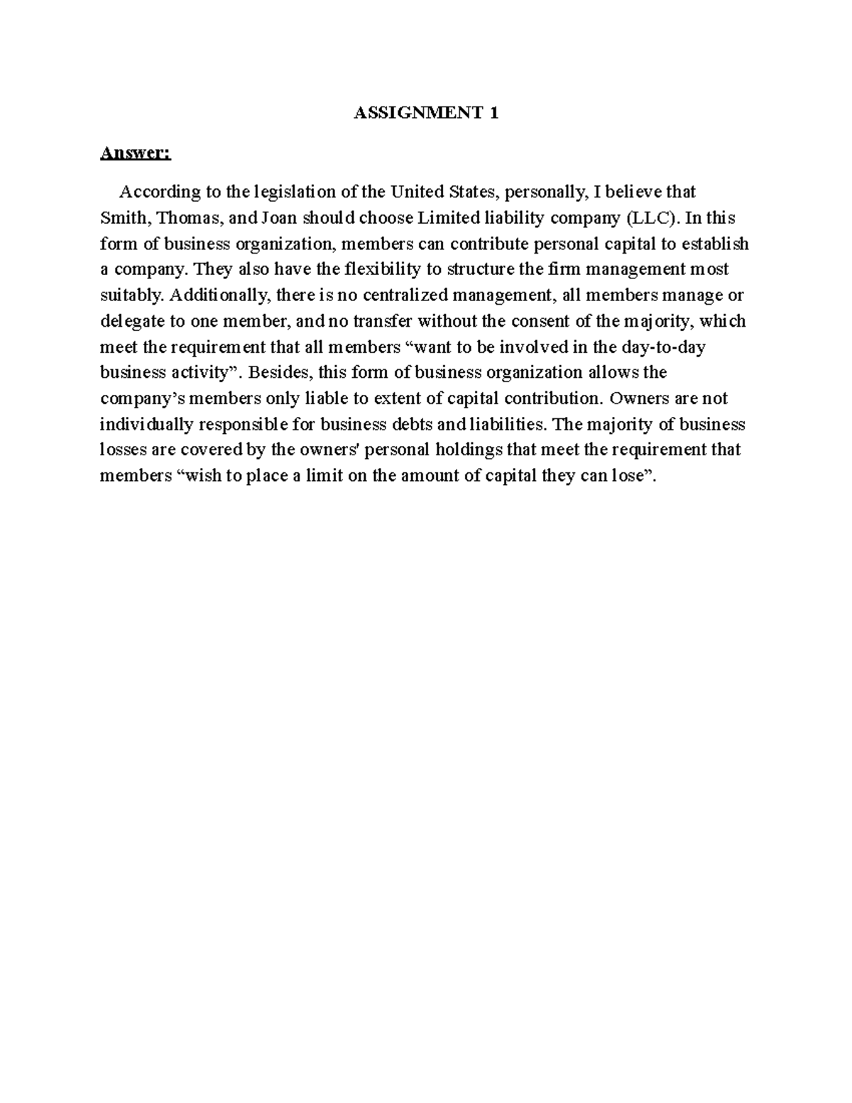 Assignment 1 Tutorial work - ASSIGNMENT 1 Answer: According to the ...