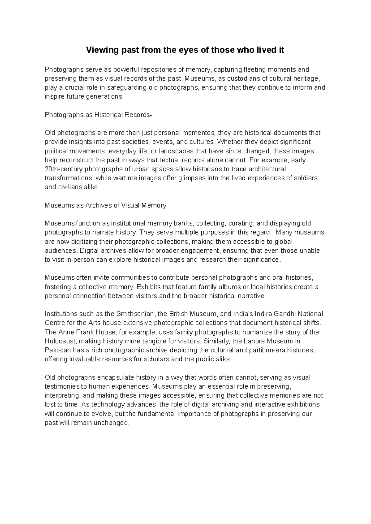 Untitled document-1 - Old photographs as Repositories of Memory - Viewing past from the eyes of ...