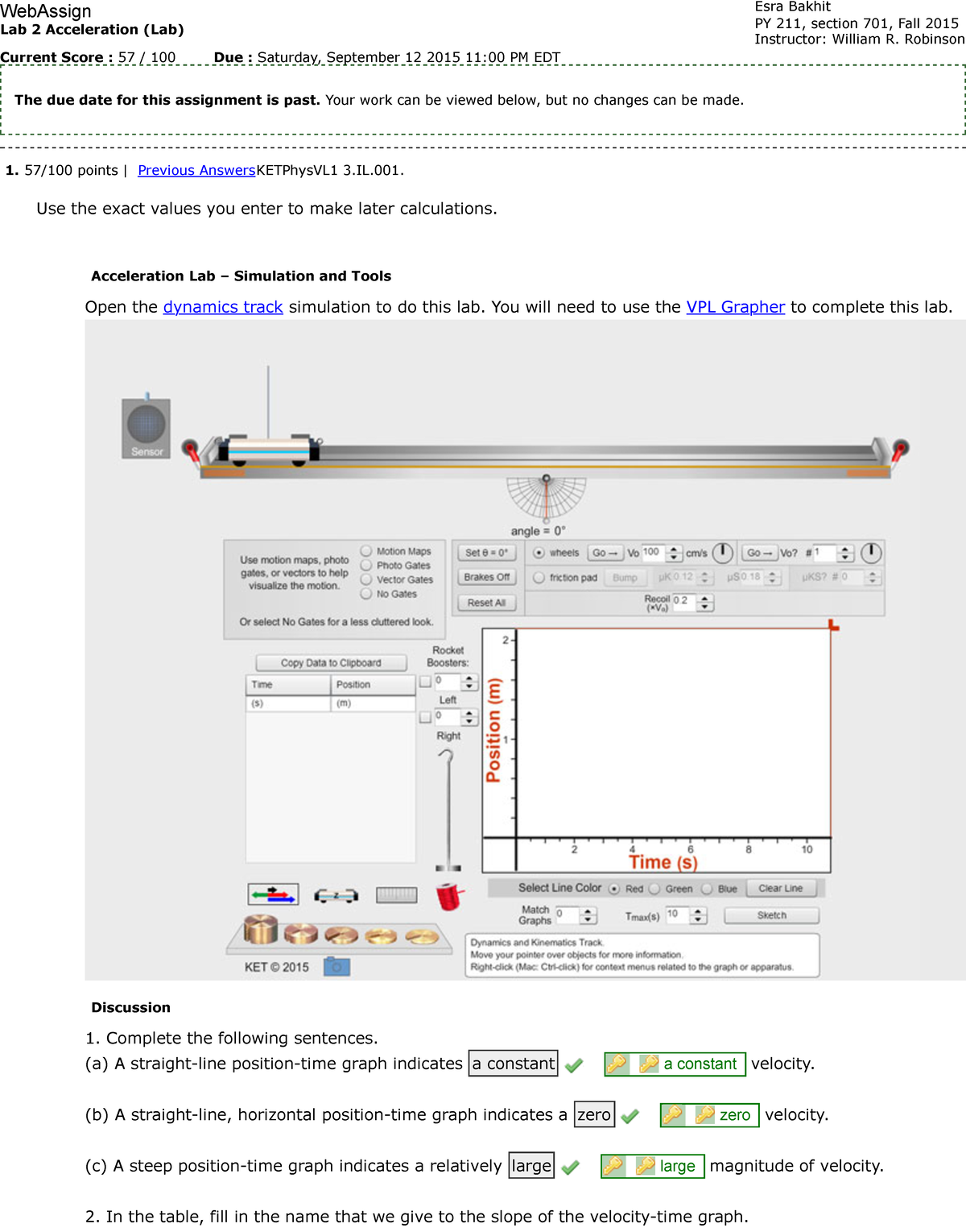 Lab 2: Acceleration Class Notes - PY 211, Fall 2015 - Studocu