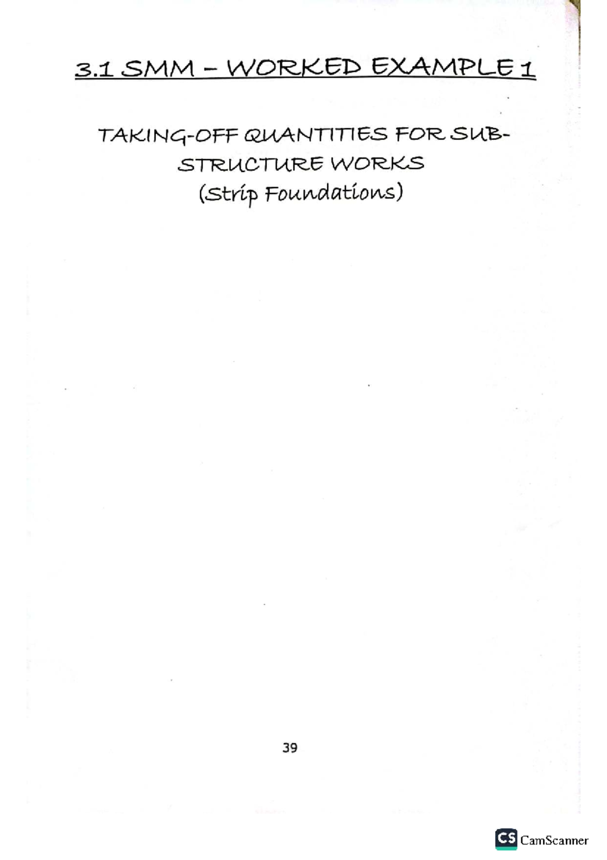 SMM Worked Example 1: Quantities for Structure Works (CS 225) - Studocu
