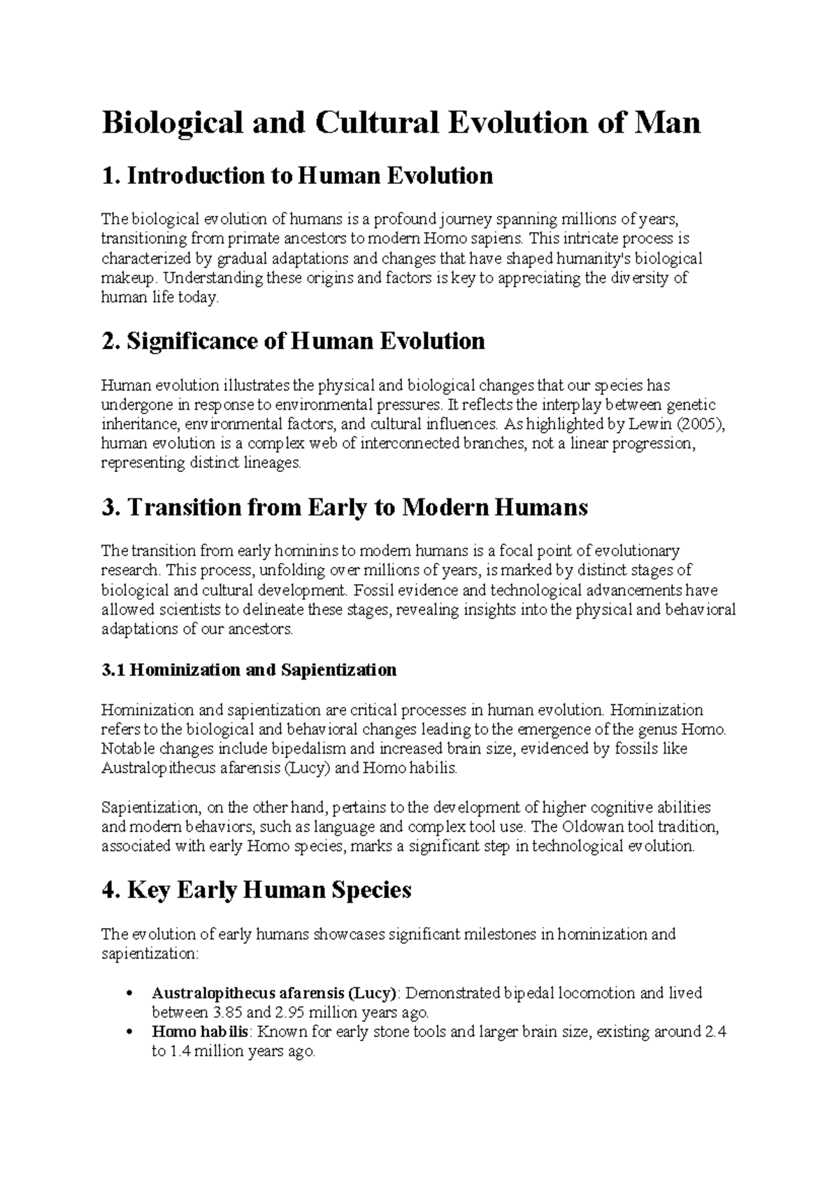 Biological & Cultural Evolution of Man: An In-Depth Study - Studocu
