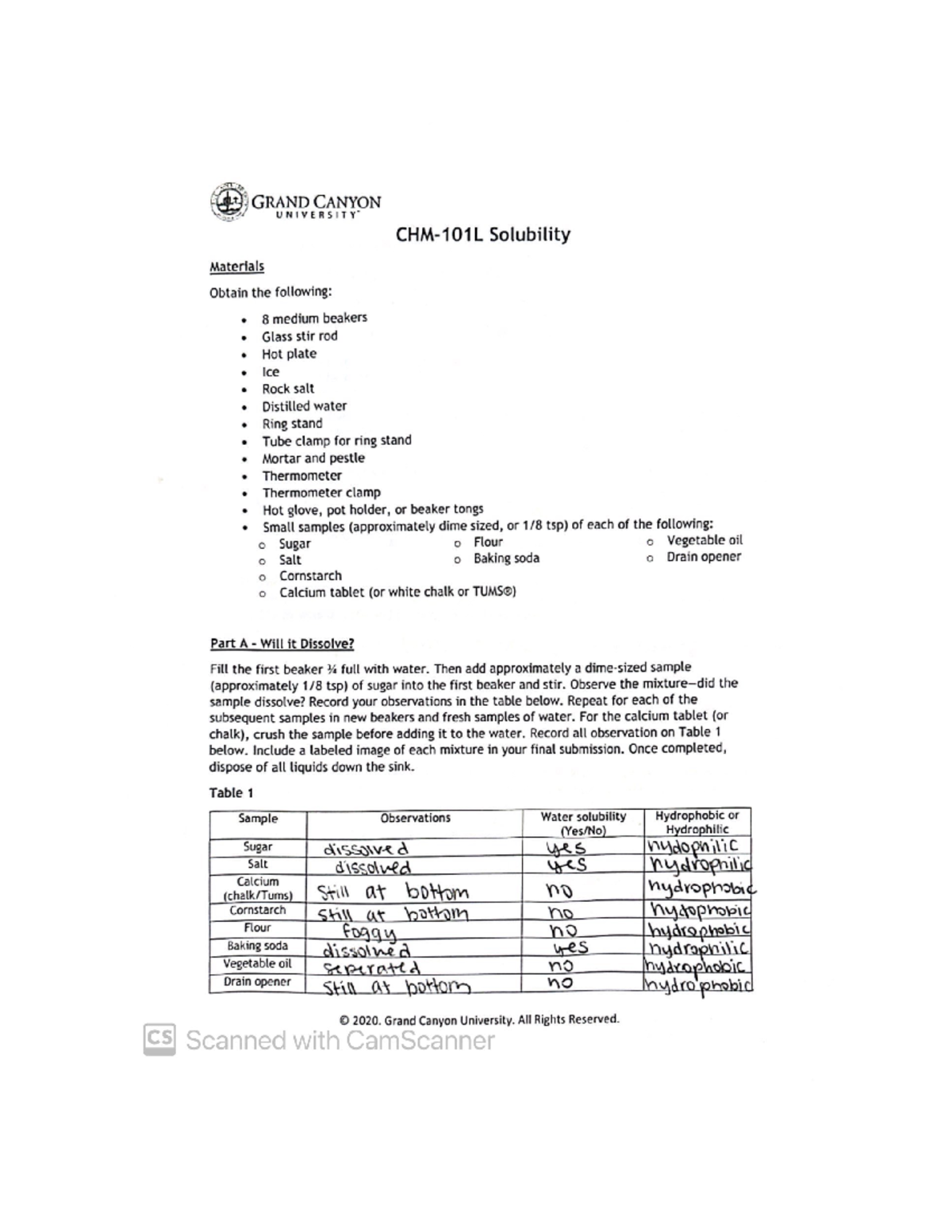 CHM-101L Solubility Lab Analysis and Worksheet - Studocu