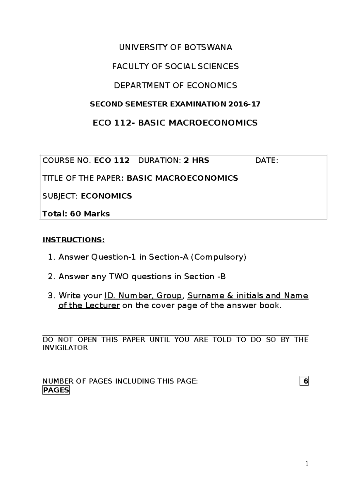 ECO 112 - Final Exam: Basic Macroeconomics - 2017 Answers - Studocu