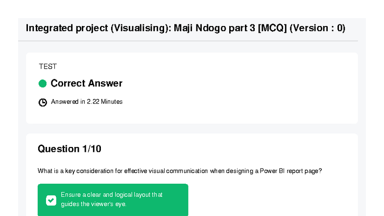 Integrated Project (Visualising): Maji Ndogo Part 3 MCQ Analysis - Studocu