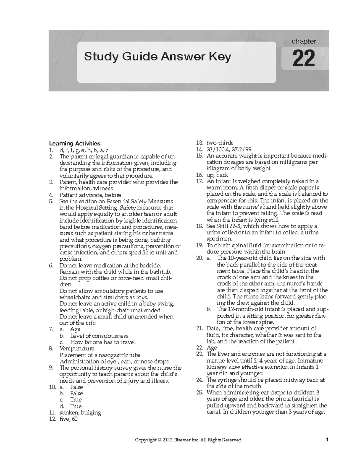 Chapter 022 Study Guide: Answer Key and Learning Activities - Studocu