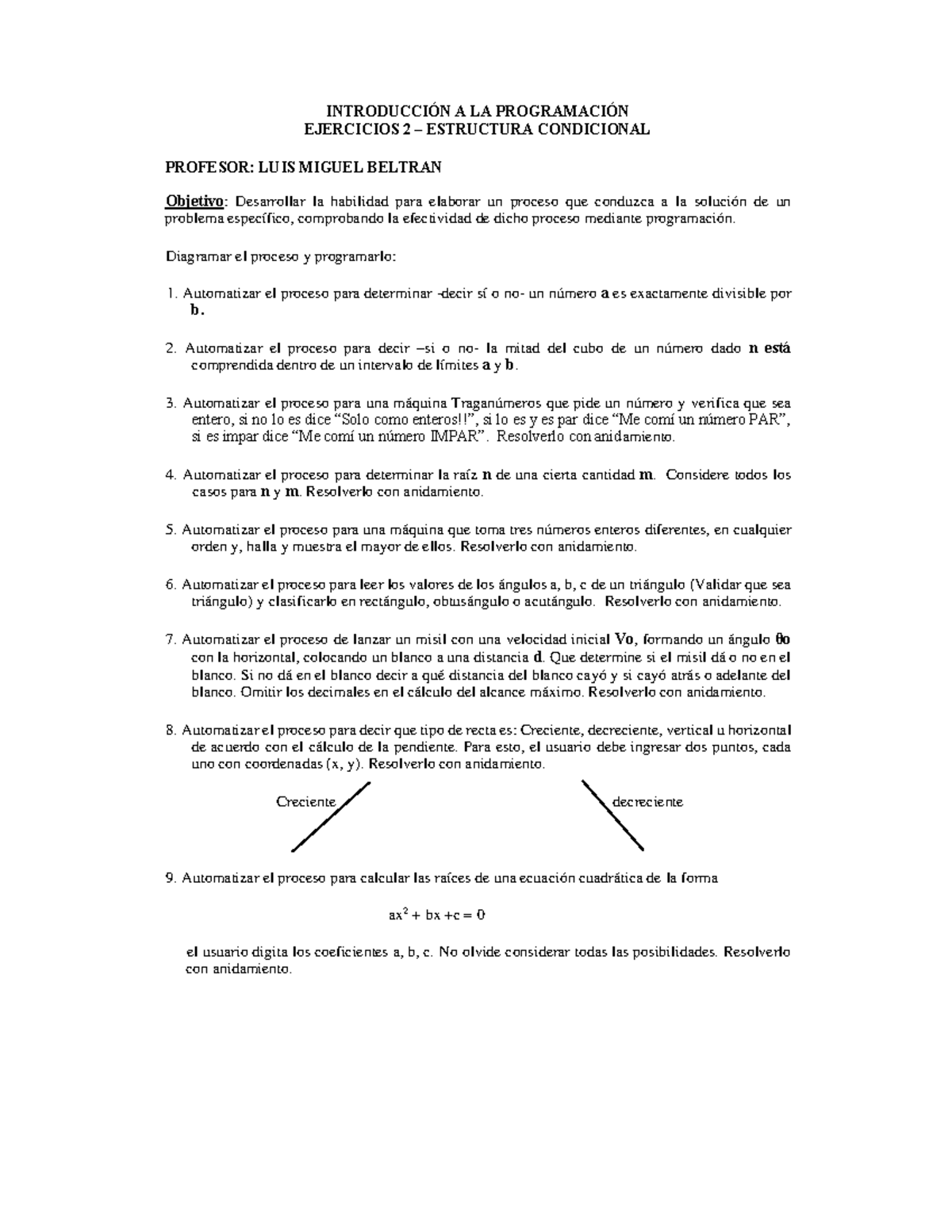 Ejercicios de Estructura Condicional en Programación - 2EJERCICIOS ...