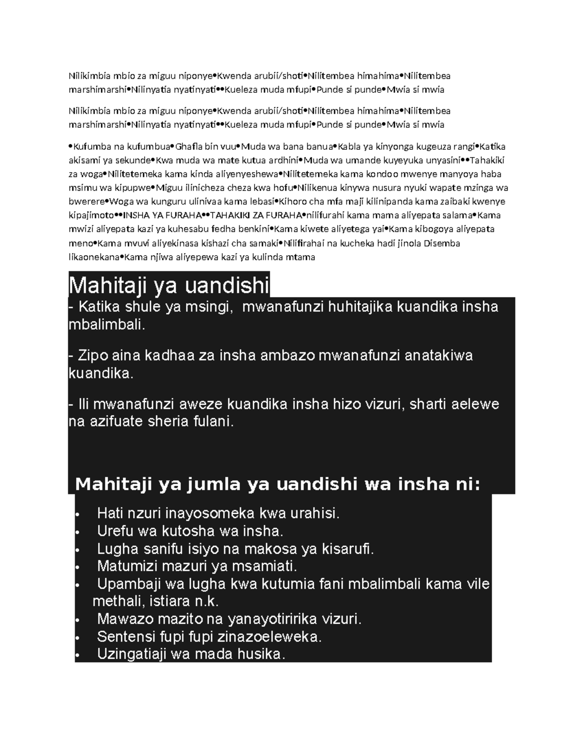 Insha za Kiswahili: Mwongozo wa Uandishi wa Insha na Tahahiki - Studocu