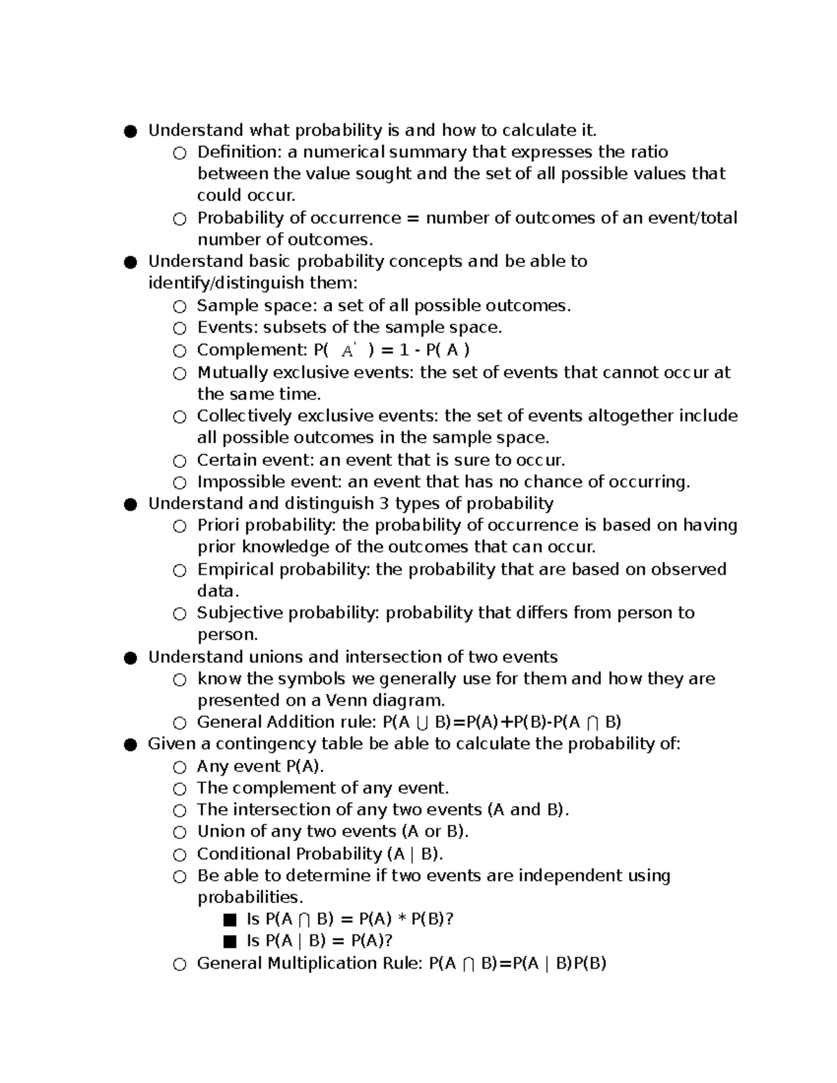 STAT 206 Exam 2 Study Guide: Key Concepts in Probability - Studocu
