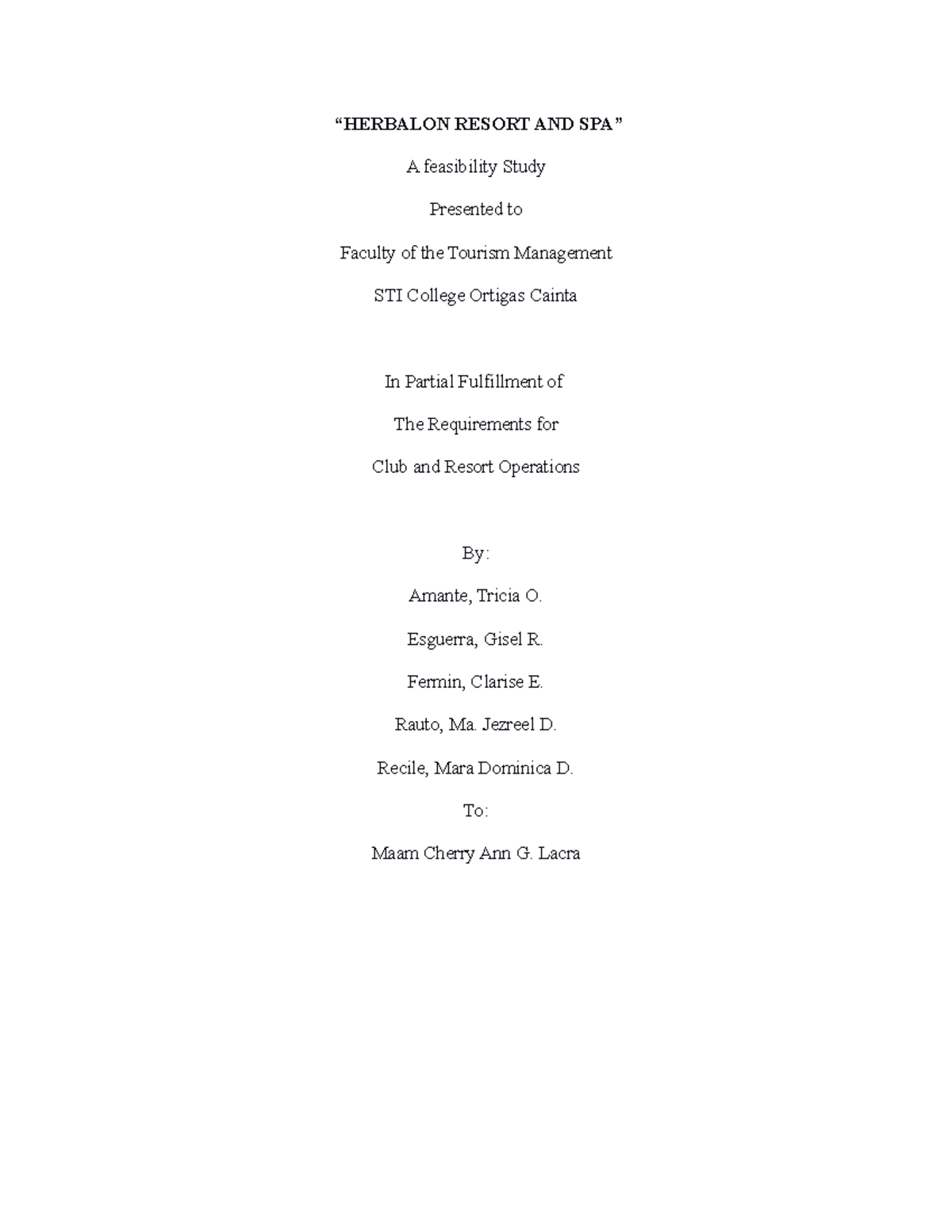 Chapter 4 - Technical Feasibility Study for HERBALON RESORT AND SPA ...