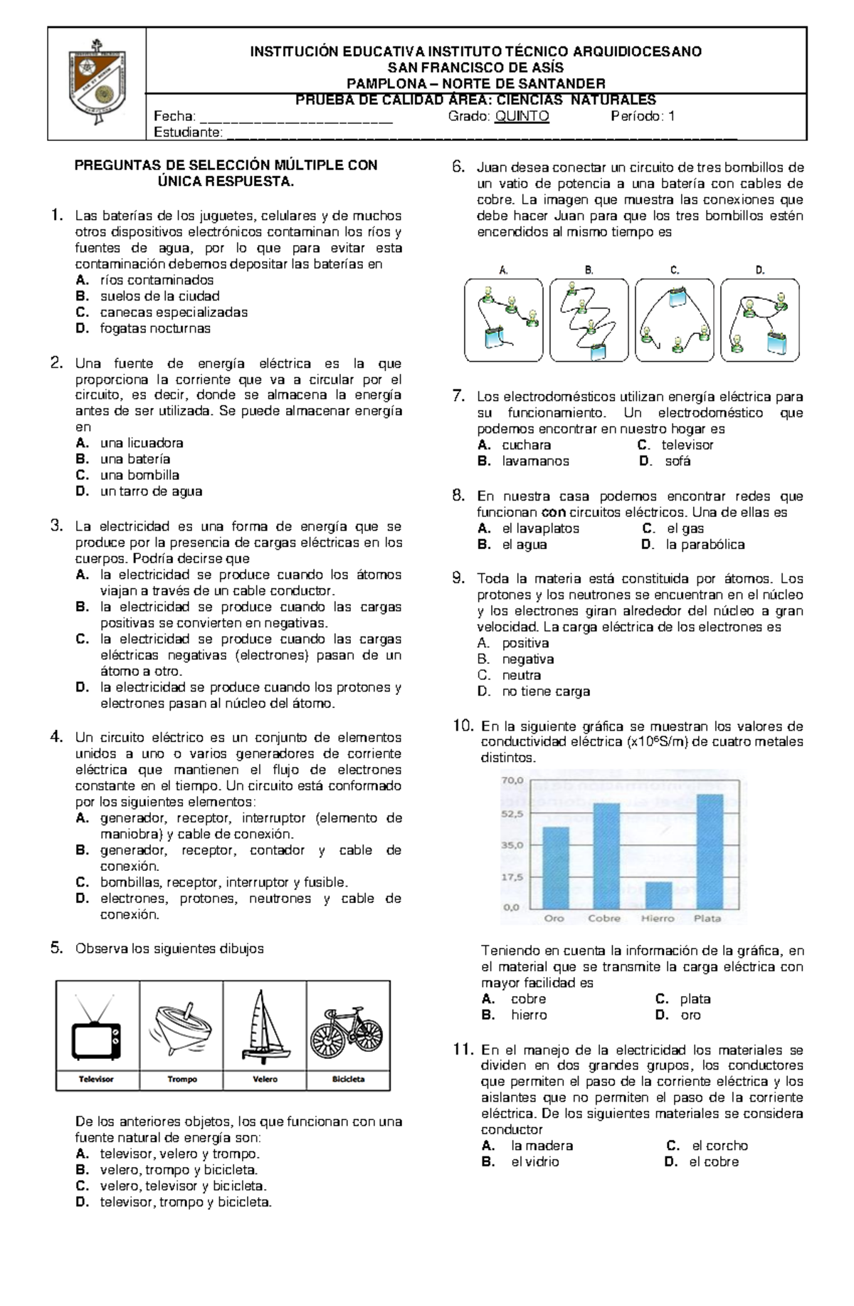 Preguntas de selección múltiple ICFES - Ciencias Naturales 5° - Studocu