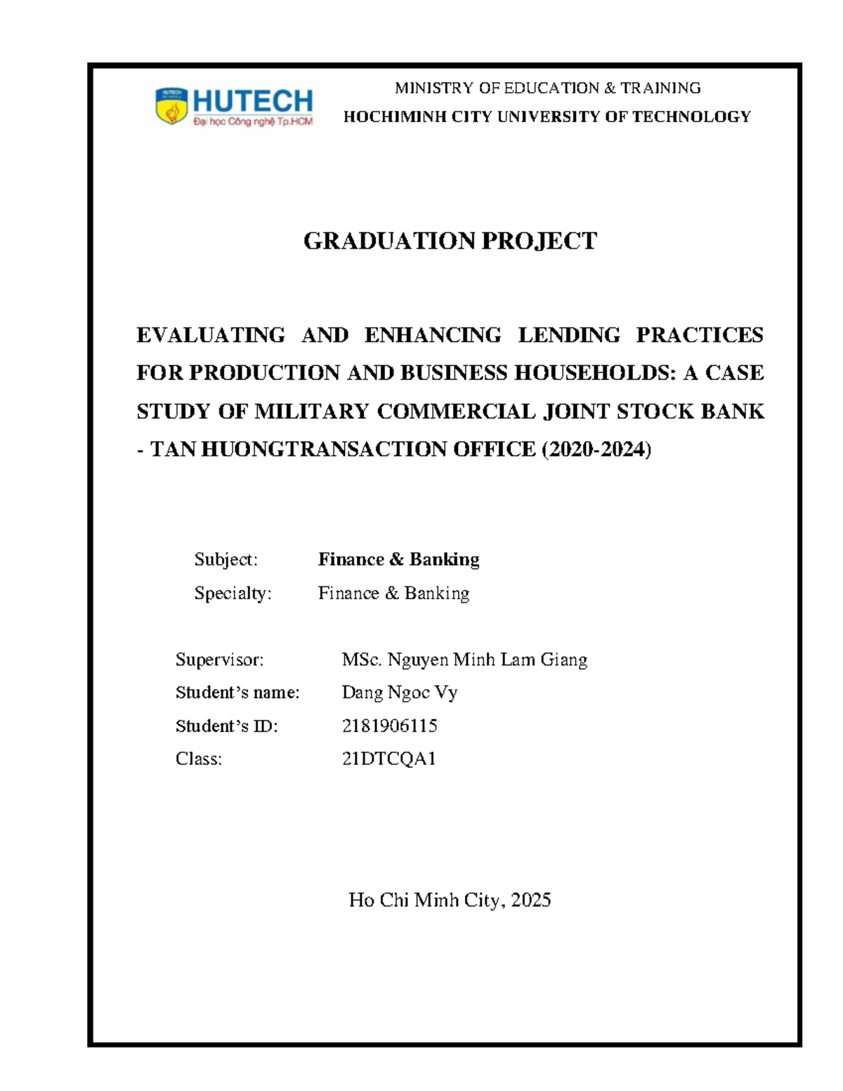 Evaluating and Enhancing Lending Practices: A Case Study of MB Bank ...