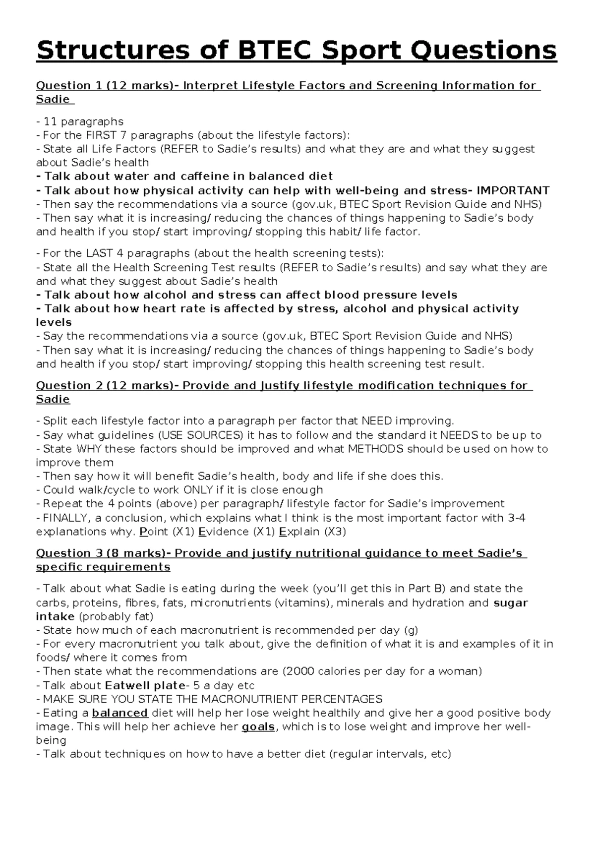 BTEC Level 3 Unit 2 Revision: Fitness Training & Health Programming ...