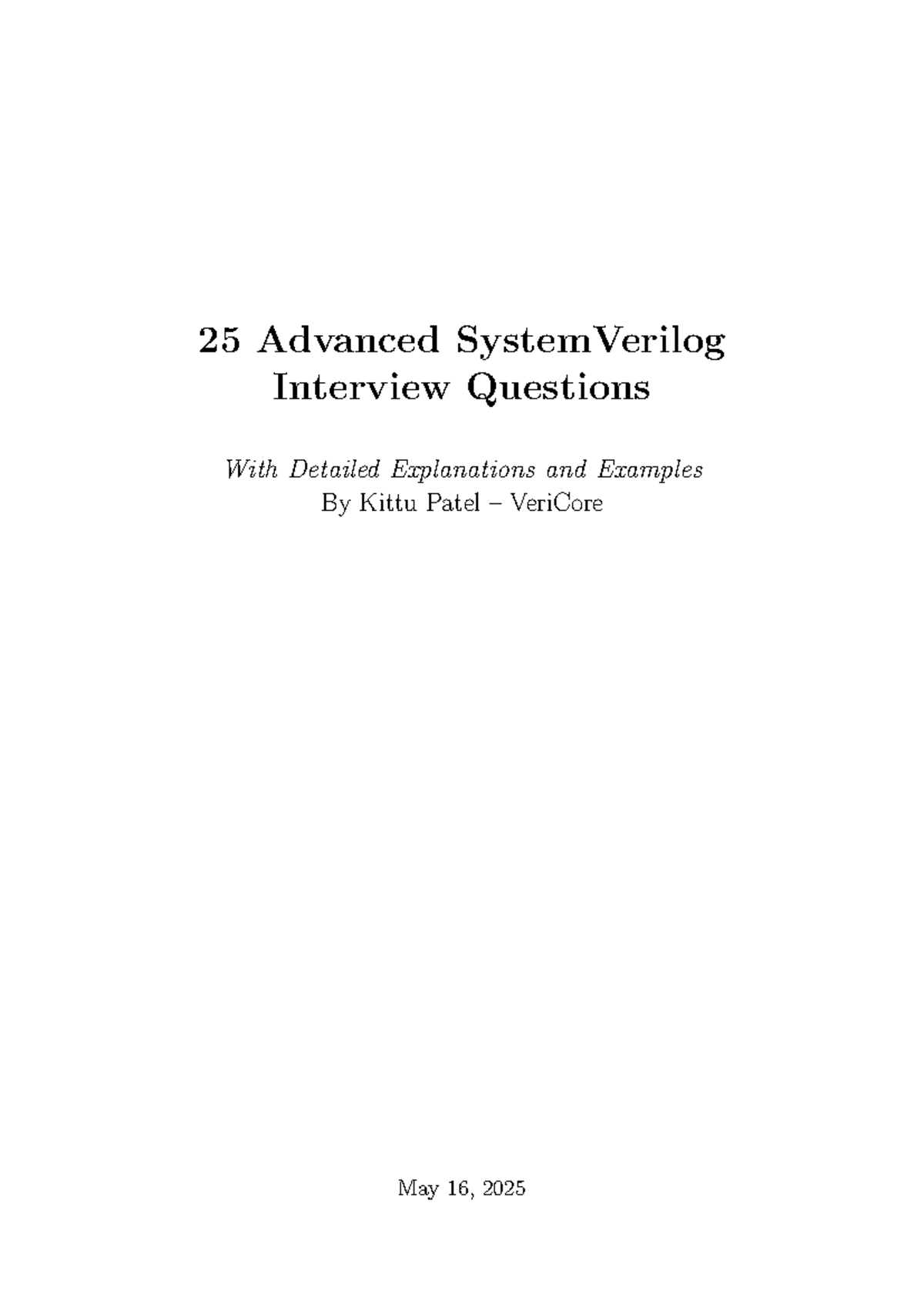 25 Advanced SystemVerilog Interview Qs & Answers - VeriCore Academy ...