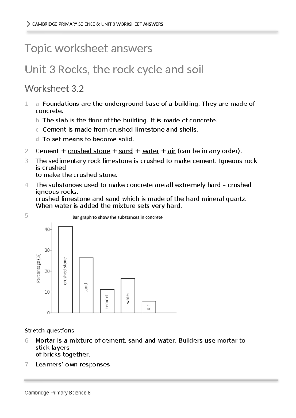 Unit 3 worksheet answers - CAMBRIDGE PRIMARY SCIENCE 6: UNIT 3 ...