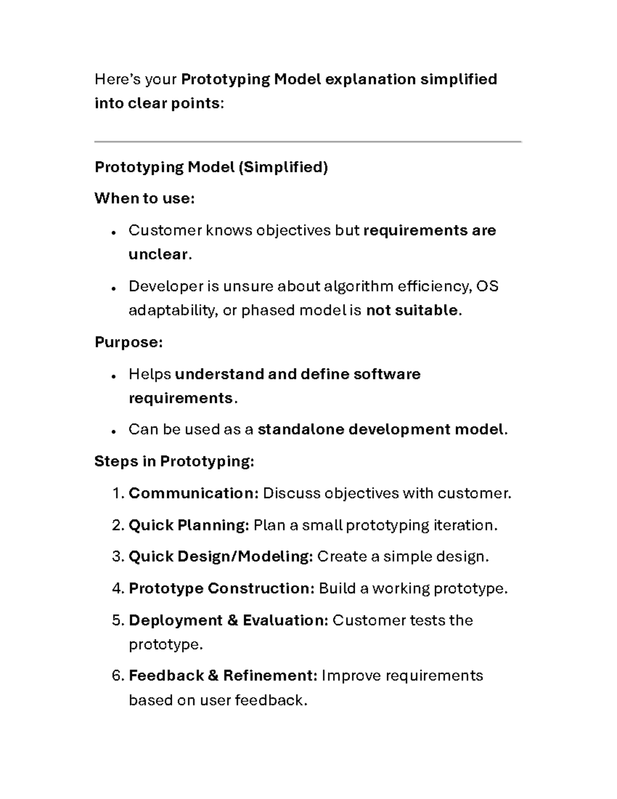 SE Midterm 1: Simplified Prototyping, Spiral, and Concurrent Models ...