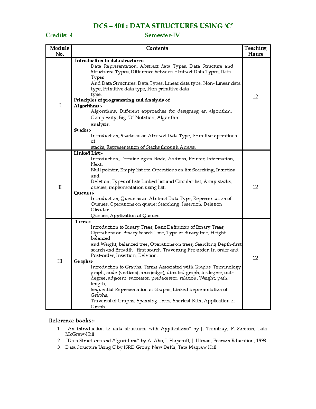 4TH CSE - Data Structures, OOP, Computer Org & MIS Syllabus - Studocu