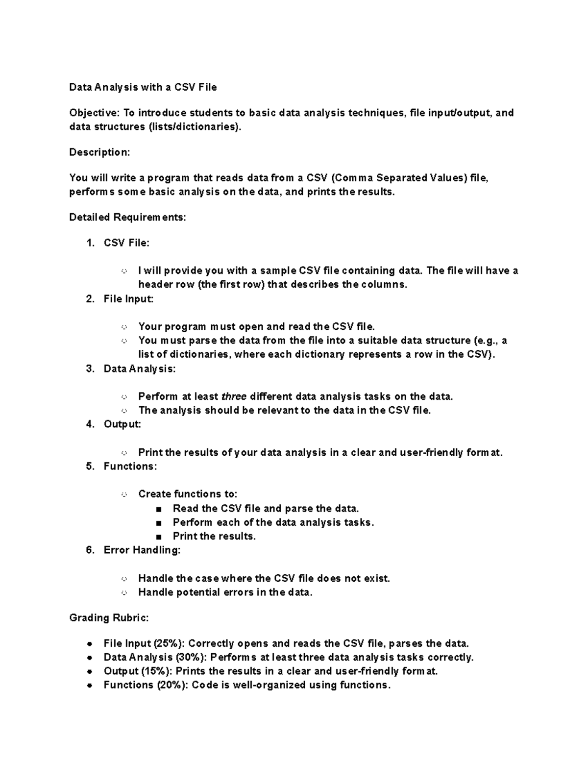 Data Analysis Techniques Using CSV Files - Introductory Guide - Studocu