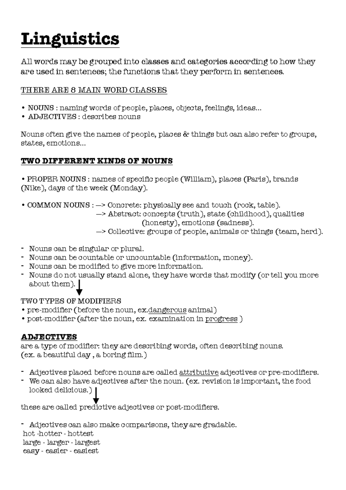 Linguistics 101: Comprehensive Notes on Word Classes and Functions ...