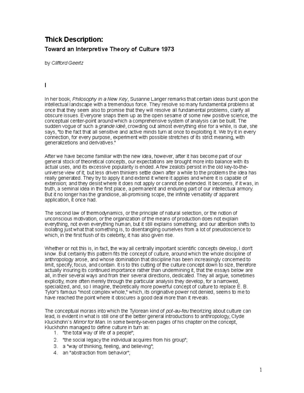 Geertz 1973: Thick Description and Interpretive Theory of Culture - Studocu