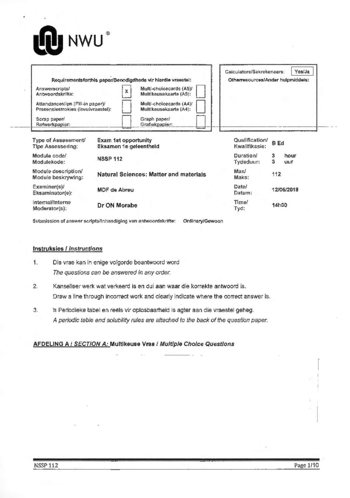 NSSP 112 Final Exam Instructions and Questions - Studocu