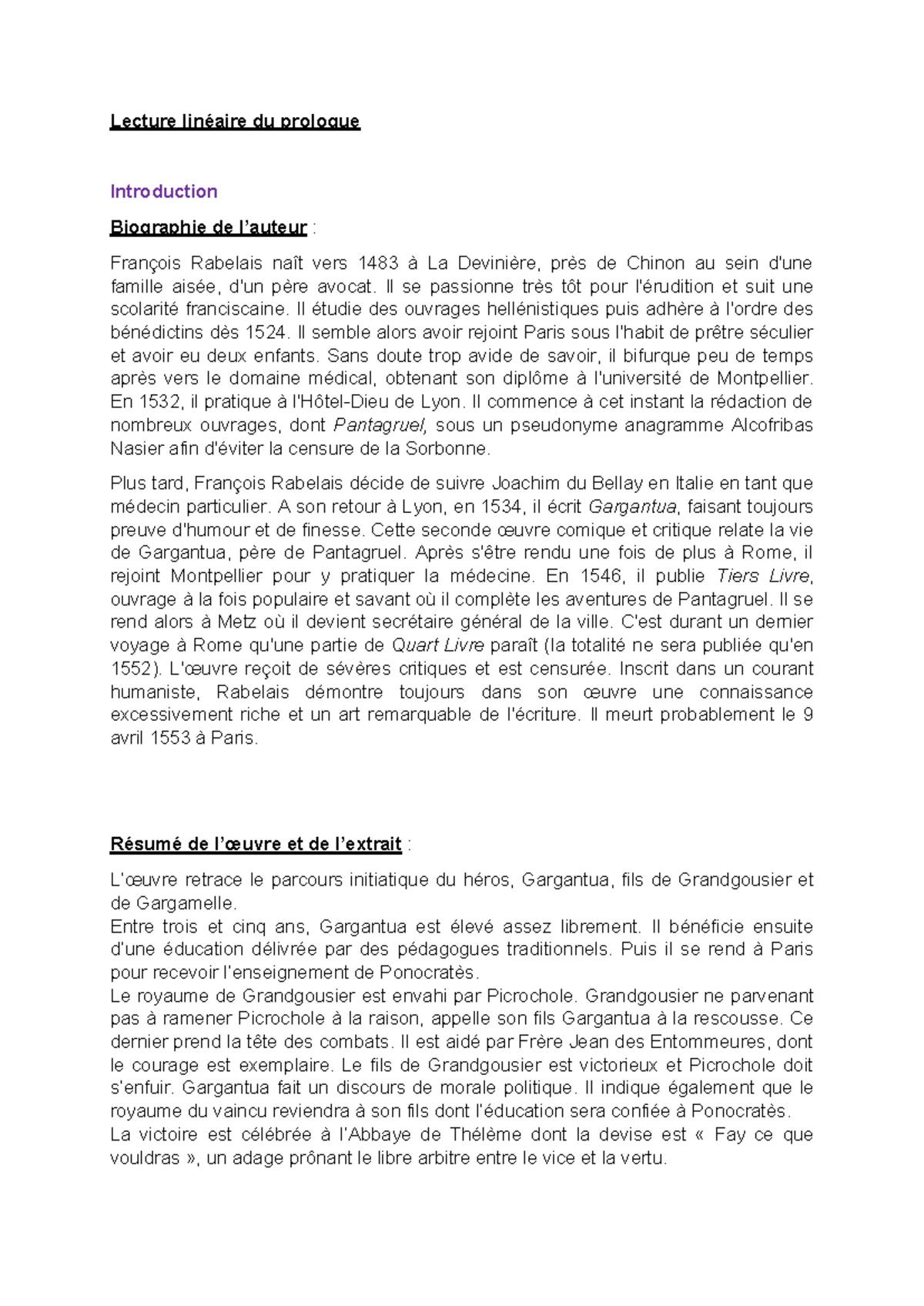 Analyse Linéaire de la Déclaration des Droits de la Femme par Olympe de ...