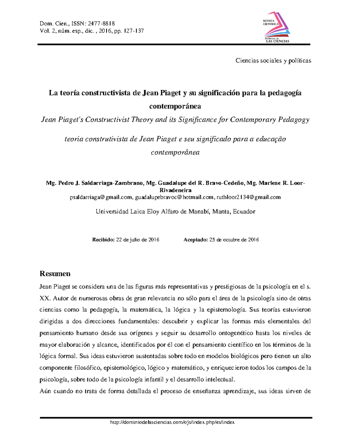 Teoría Constructivista de Jean Piaget y su Impacto en la Pedagogía ...