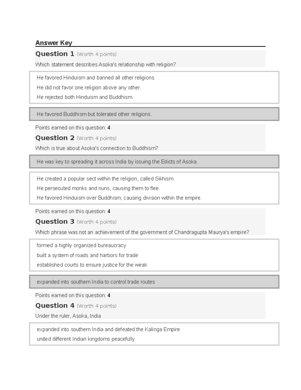 Answer key 2 - Section key for history exam questions - Studocu