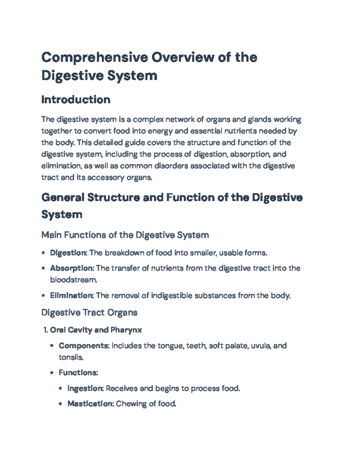 Digestive System (BIO 201) Final Exam Study Guide and Disorders Overview - Studocu
