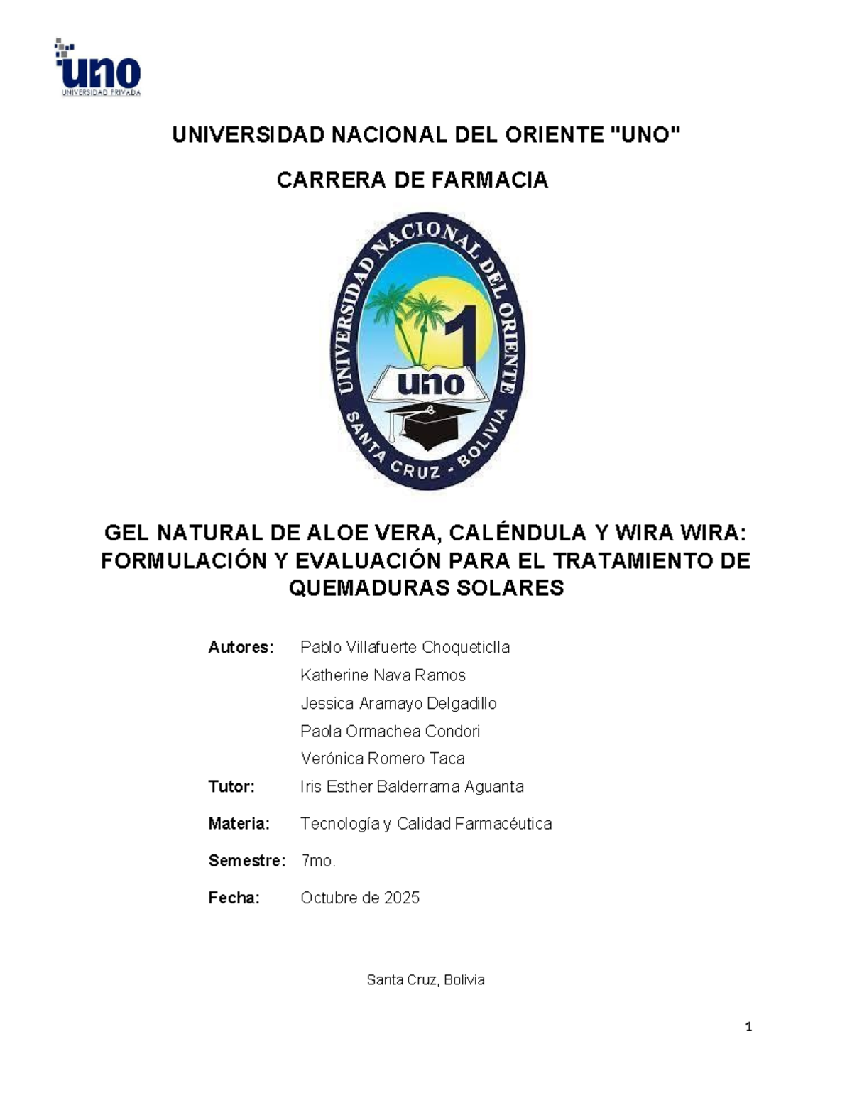 GEL Natural de Aloe Vera, Caléndula y Wira Wira: Formulación y ...